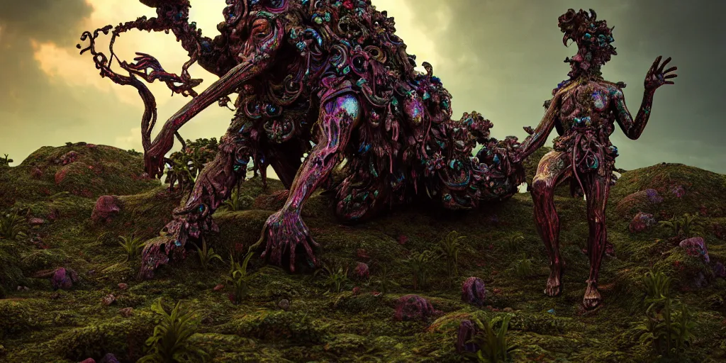 ancient giant iridescent dead god being in desolate | Stable Diffusion ...