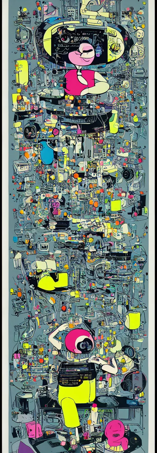 a CMYK print of a body controlled by a brain, sitting | Stable ...