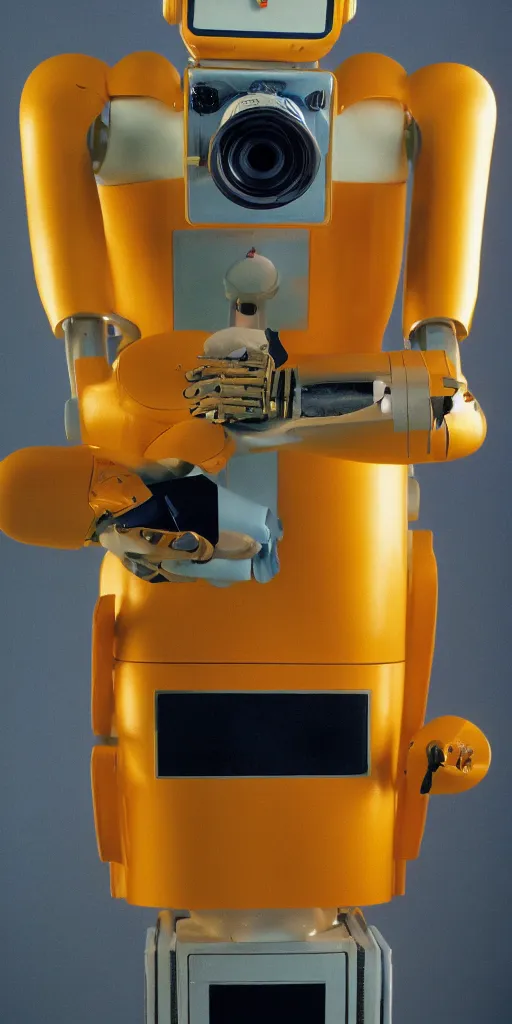 an 80's front facing portrait photo of a robot | Stable Diffusion | OpenArt