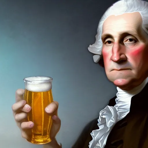 portrait painting of george washington drinking a | Stable Diffusion ...
