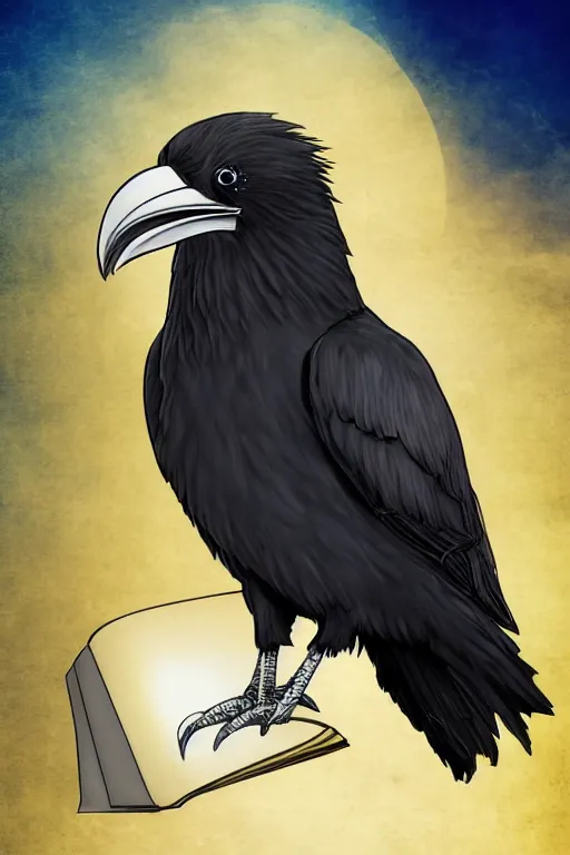 highly detailed anime visual key of a raven wearing | Stable Diffusion ...