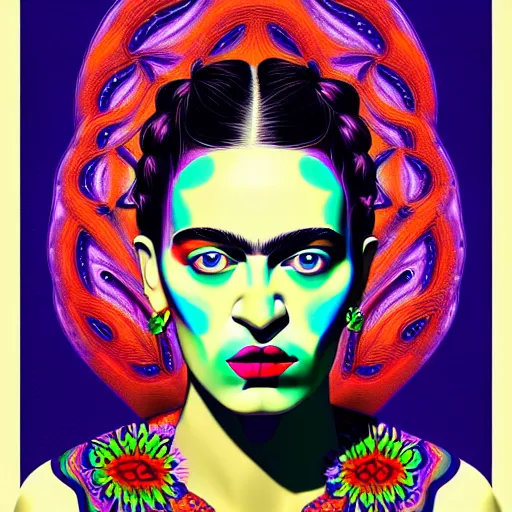 An extremely psychedelic portrait of Frida Kalo, | Stable Diffusion