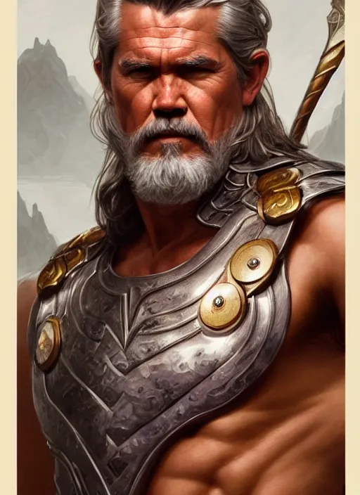 Portrait of Josh Brolin as Odin, D&D, muscular, | Stable Diffusion