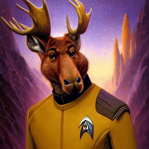 a portrait of a moose in a starfleet uniform star trek | Stable Diffusion