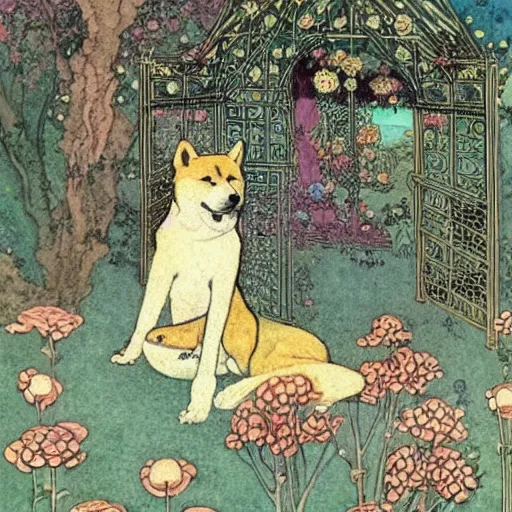 shiba inu dog in ornate dress as a king in his palace | Stable ...