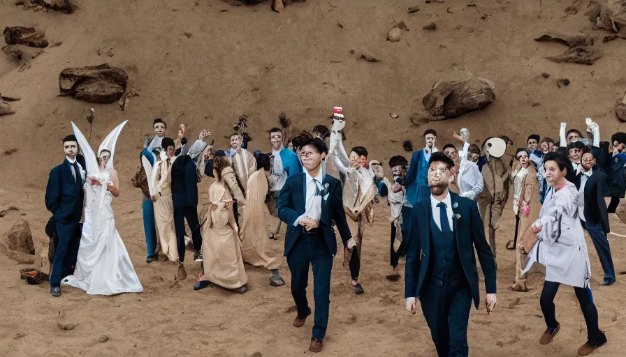 an alien wedding on planet Borra with a crowd of alien | Stable Diffusion