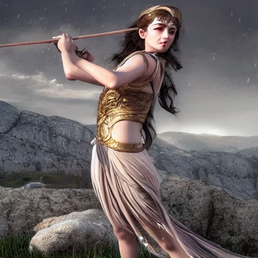 Greek goddess Athena fighting with stupidity, | Stable Diffusion | OpenArt