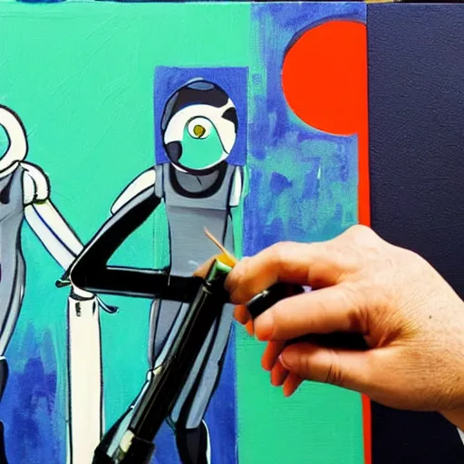 an infinite loop of robots painting themselves on | Stable Diffusion ...