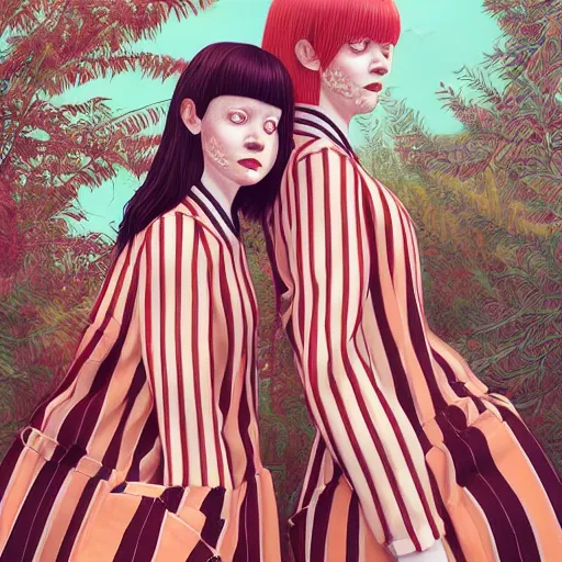 red haired twins wearing striped clothes:: by Martine | Stable ...