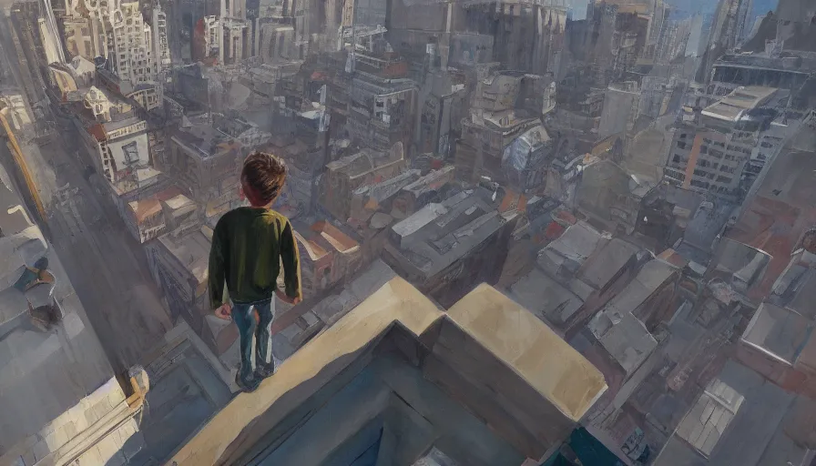 a beautiful painting of a first - person view of a boy | Stable ...