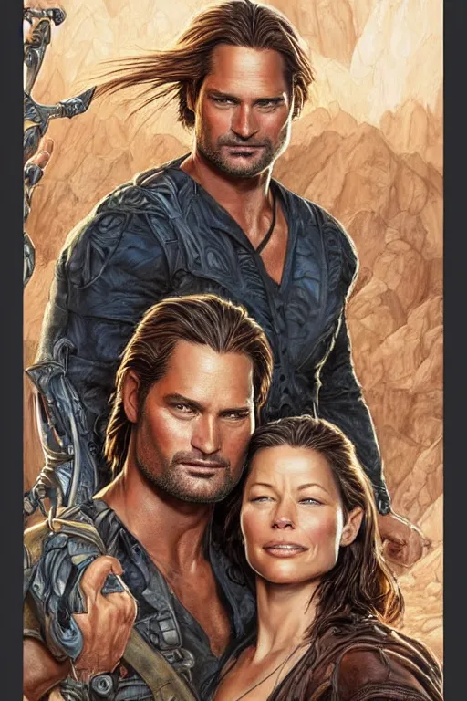Josh Holloway and Evangeline Lilly as a ruggedly | Stable Diffusion ...