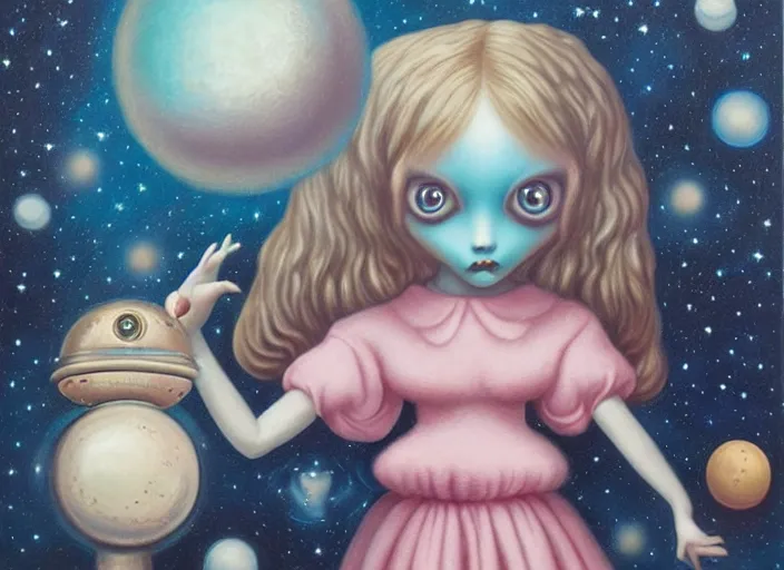 a cute alien girl holds the universe in her hand, an | Stable Diffusion ...