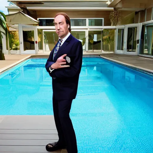 Saul Goodman posing by the pool, photograph | Stable Diffusion | OpenArt