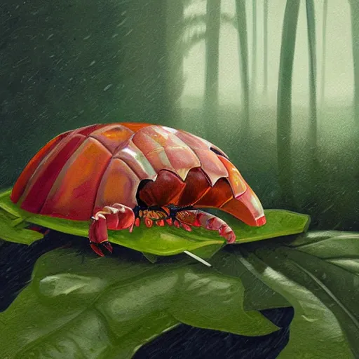 A terrestrial hermit crab sleeping underneath a large | Stable Diffusion