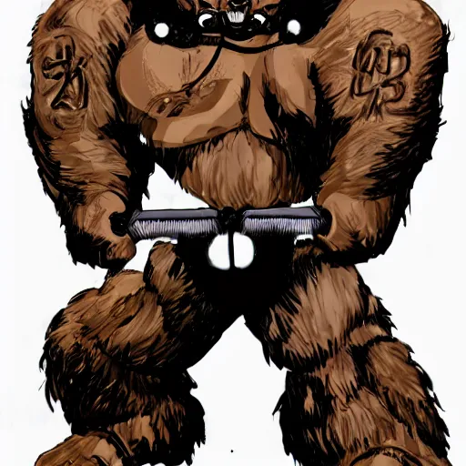 big buff very strong bear beast-man samurai wearing a | Stable ...