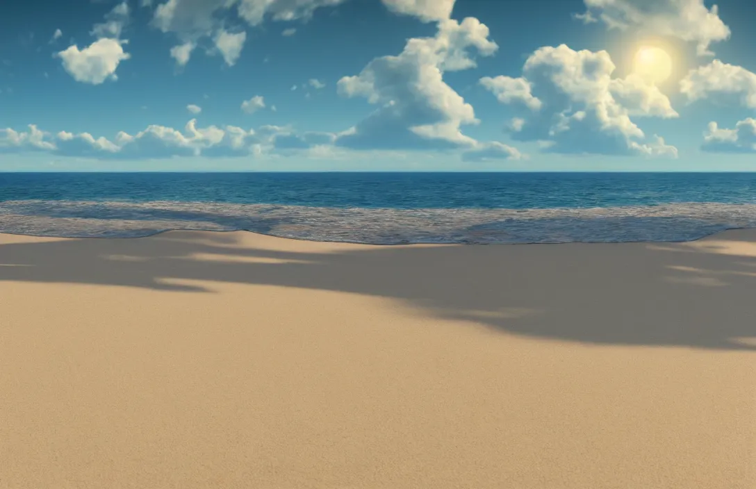 on the beach by the sea, afternoon, unreal engine | Stable Diffusion ...