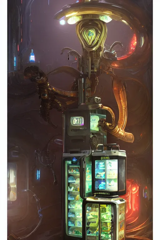 alien tech vending machine with magic potions inside, | Stable ...