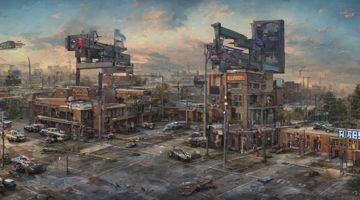 Post Apocalyptic police station, building, urban | Stable Diffusion ...