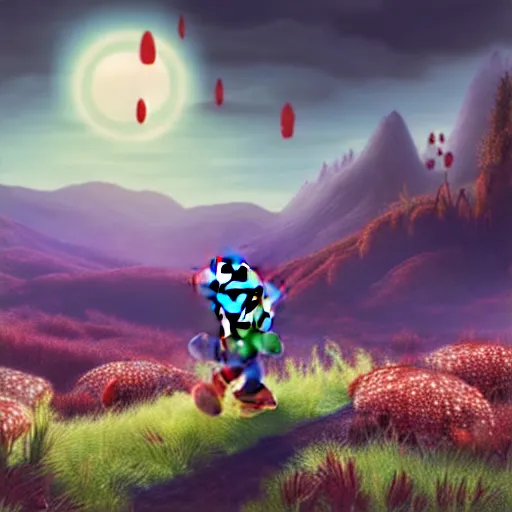 Mario running through an alien landscape, looming | Stable Diffusion | OpenArt