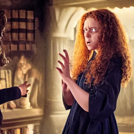 an angry hermione casting a spell at a scared ron | Stable Diffusion ...