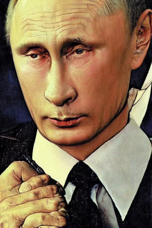 vladimir putin. masonic painting by norman rockwell | Stable Diffusion ...