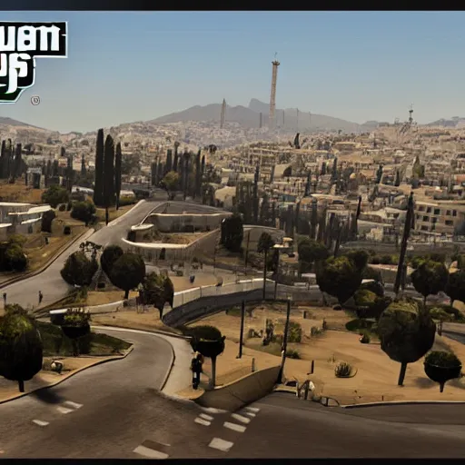 Jerusalem GTA 5 loading screen illustration | Stable Diffusion