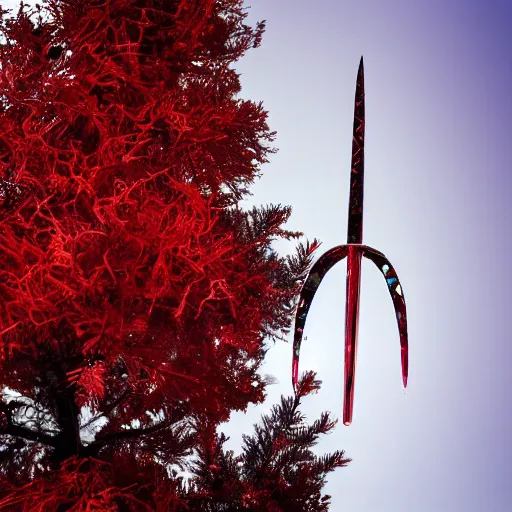 a crystal sword stuck in a red tree | Stable Diffusion | OpenArt
