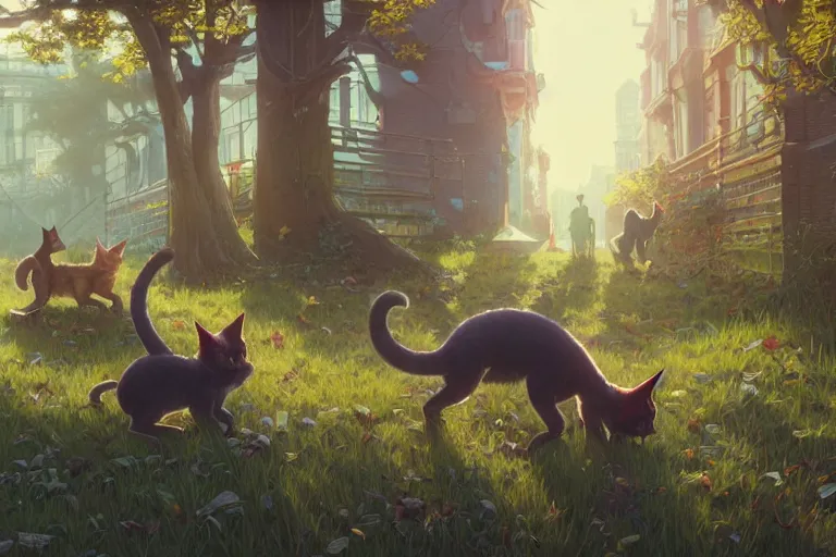 highly detailed stray cats, stephen bliss, unreal | Stable Diffusion ...