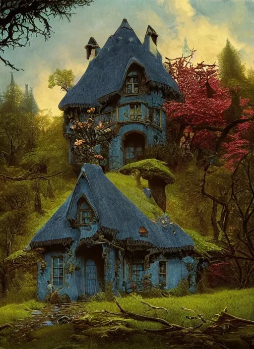 hyper realistic witch cottage rococo in the woods | Stable Diffusion ...