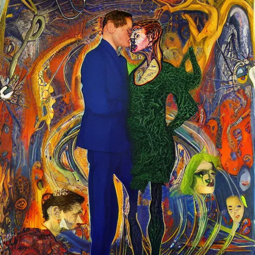 expressionism painting of two lovers wearing a suit | Stable Diffusion ...