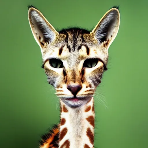 a feline girafe - cat - hybrid, animal photography | Stable Diffusion