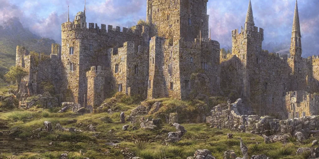 Fantastical open landscape by Ted Nasmith, sprawling | Stable Diffusion