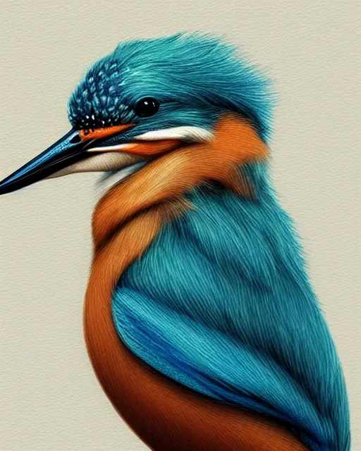 portrait of a kingfisher, human body, bird head, | Stable Diffusion | OpenArt