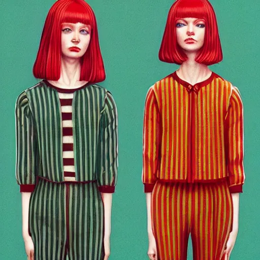 red haired twins wearing striped clothes:: by Martine | Stable ...