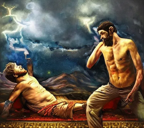 man vs self, epic dreamlike painting | Stable Diffusion | OpenArt