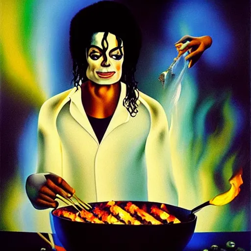 michael jackson cooking a bbq, abstract oil painting | Stable Diffusion ...