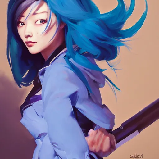 greg manchess portrait painting of shinazaki rika | Stable Diffusion ...