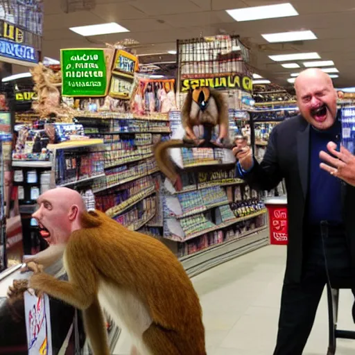 jim cramer yelling at a monkey in a retail store | Stable Diffusion ...