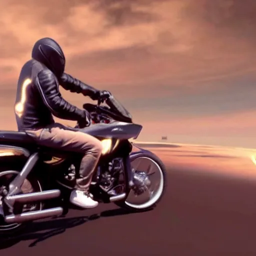 elon musk riding motorcycle in space, hd photo | Stable Diffusion