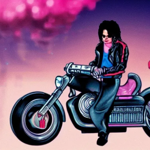 Michael Jackson driving in a motorbike into a | Stable Diffusion | OpenArt
