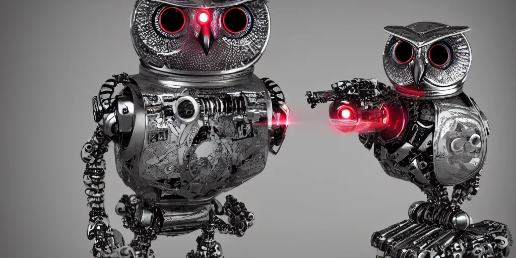 a robot mechanical owl with killer laser eyes. this 4 | Stable ...