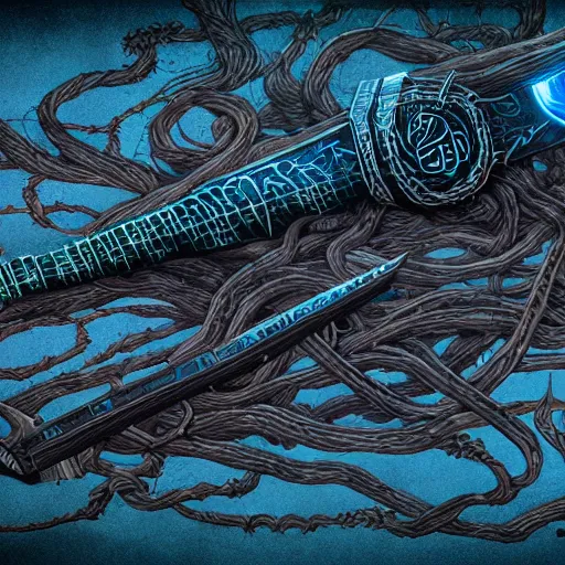 weapon design of a black dagger covered in vines and | Stable Diffusion ...