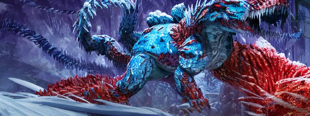 large sabretooth wyvern with shiny blue fish scales | Stable Diffusion ...