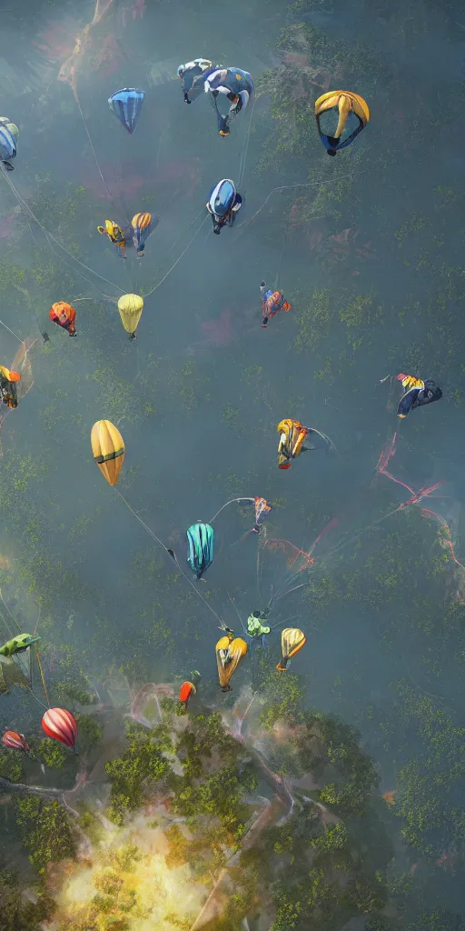 photo of elephant paratroopers parachuting behind | Stable Diffusion ...