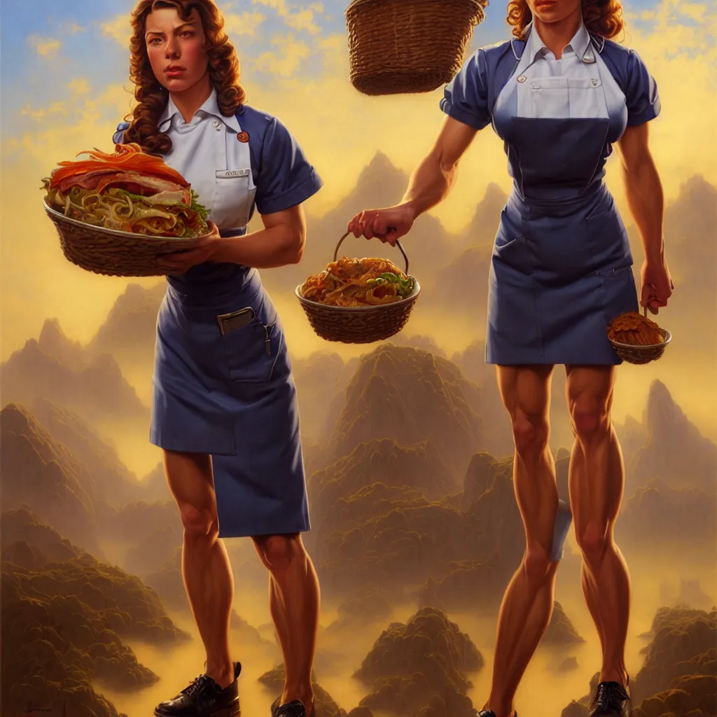 epic portrait an muscular waitress wearing short | Stable Diffusion ...