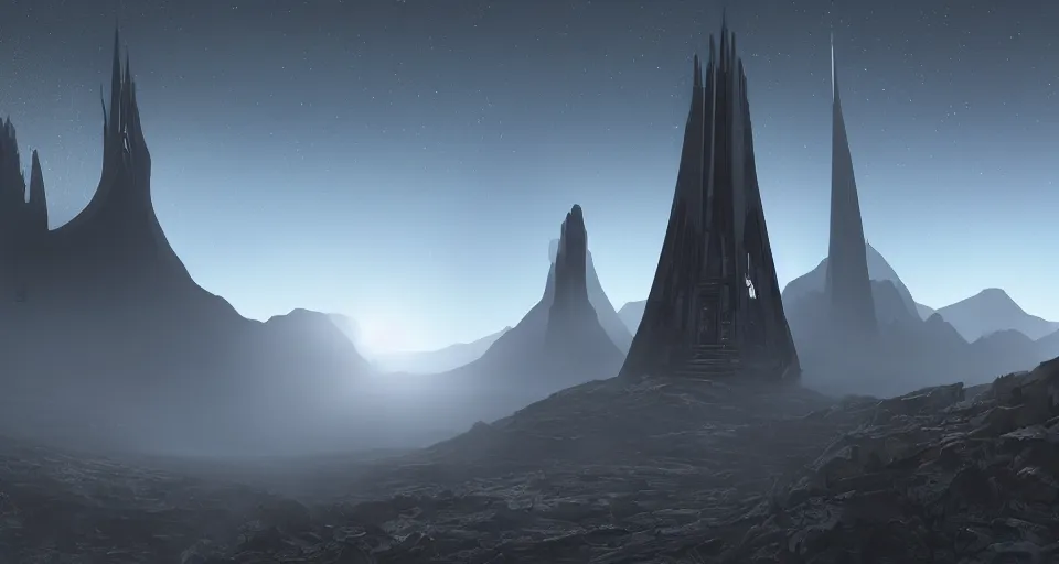 an immense alien industrial spire stretches thousands | Stable ...