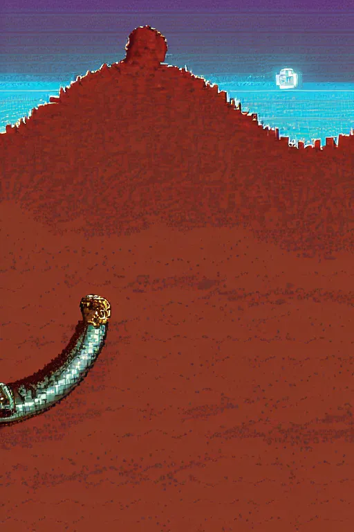 a pixel art 8 - bit artwork of a sandworm on arrakis, | Stable ...