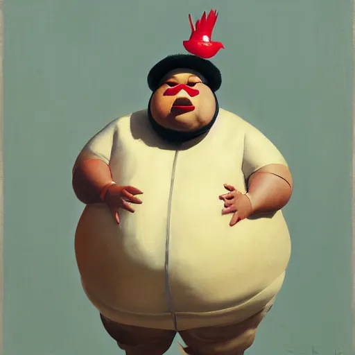 portrait of an big fat asian man dressed as a chicken, | Stable ...