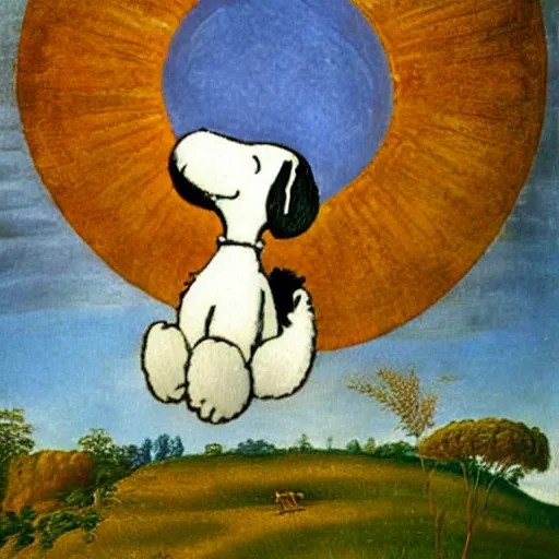 portrait of snoopy, standing on a cloud with angels. | Stable Diffusion ...