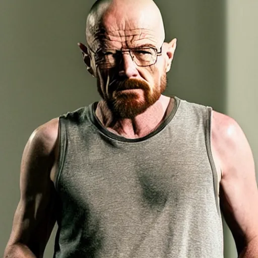 walter white with beard amd wearing a black tank top | Stable Diffusion ...